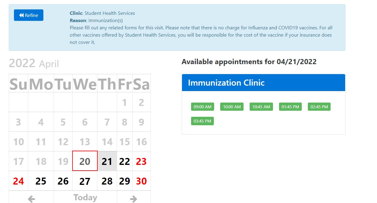 Appointments | Student Health Services